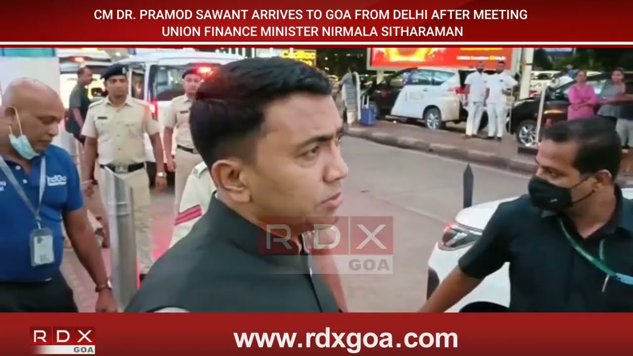 CM Pramod Sawant arrives to Goa from Delhi after meeting Union Finance ...