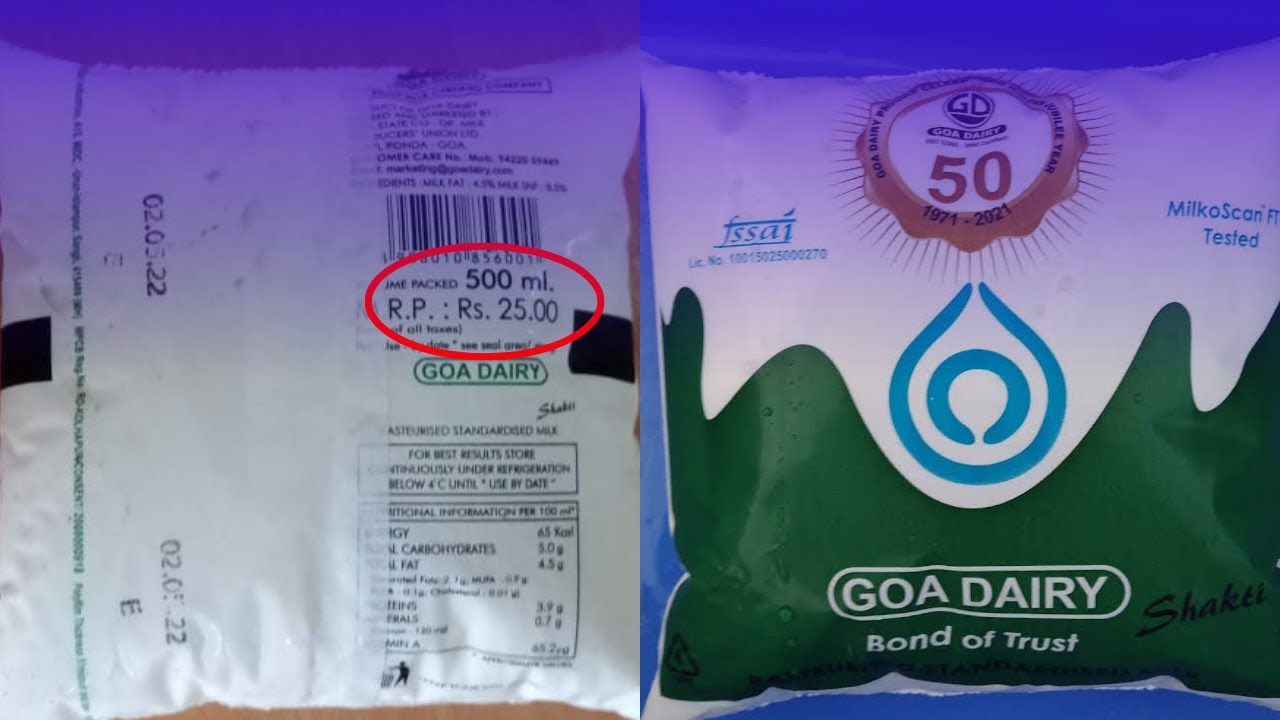 Goa Dairy Price Rise Not Updated On The Packets - RDX Goa