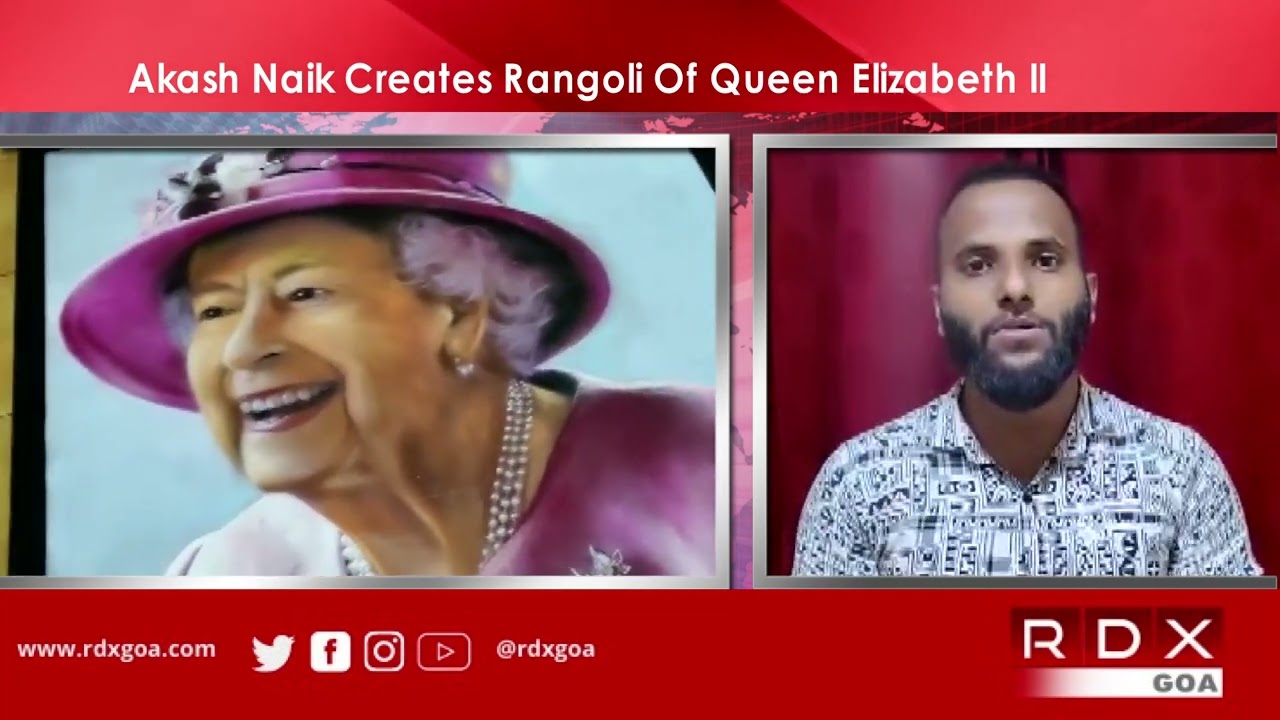 Akash Naik Creates Rangoli Of Queen Elizabeth II - RDX Goa