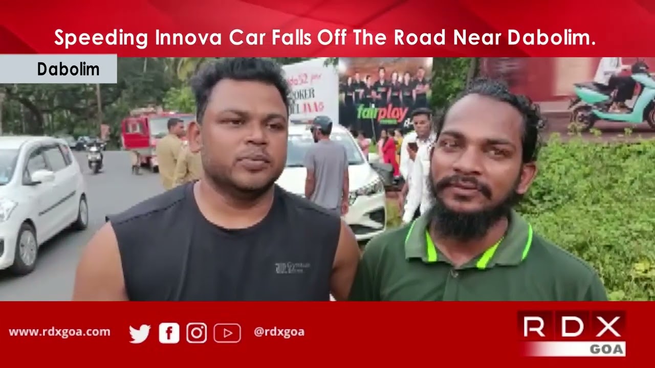 Speeding Innova Car Falls Off The Road Near Dabolim - RDX Goa