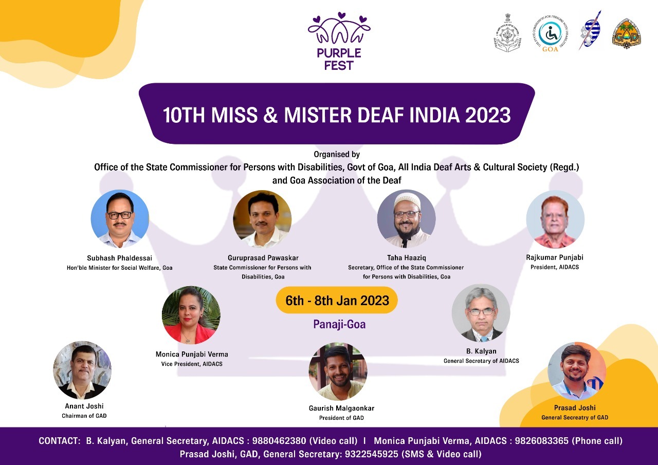 10th Miss and Mister Deaf India 2023 to be held in Goa as part of ...