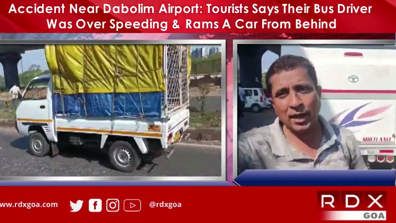 Over Speeding Tourist Bus Rams A Car From Behind Near Dabolim Airport ...
