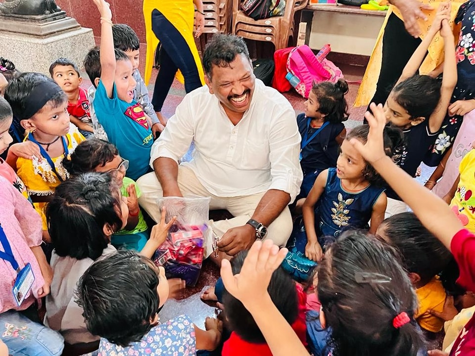 MLA Calangute Michael Lobo Interacts With Children While Visiting Shri ...