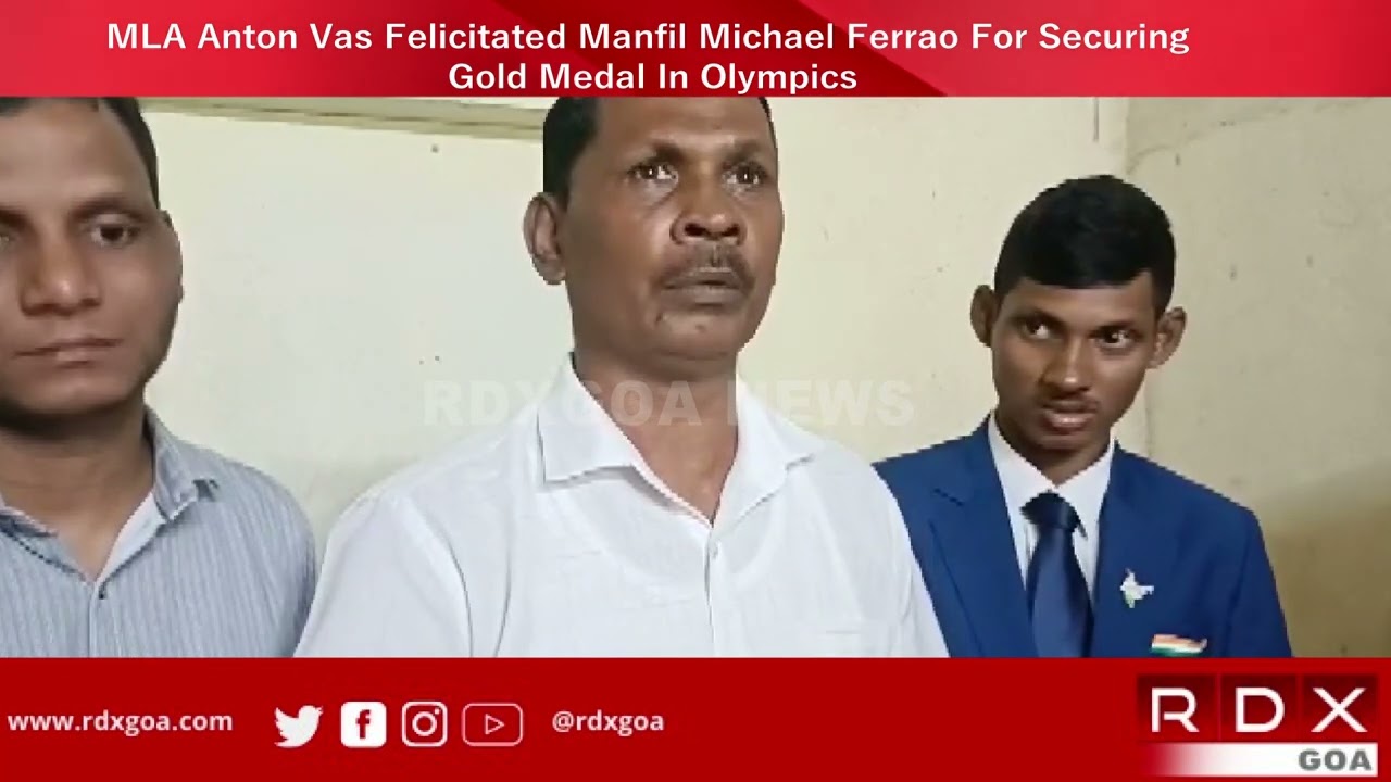MLA Anton Vas Felicitated Manfil Michael Ferrao For Securing Gold Medal ...