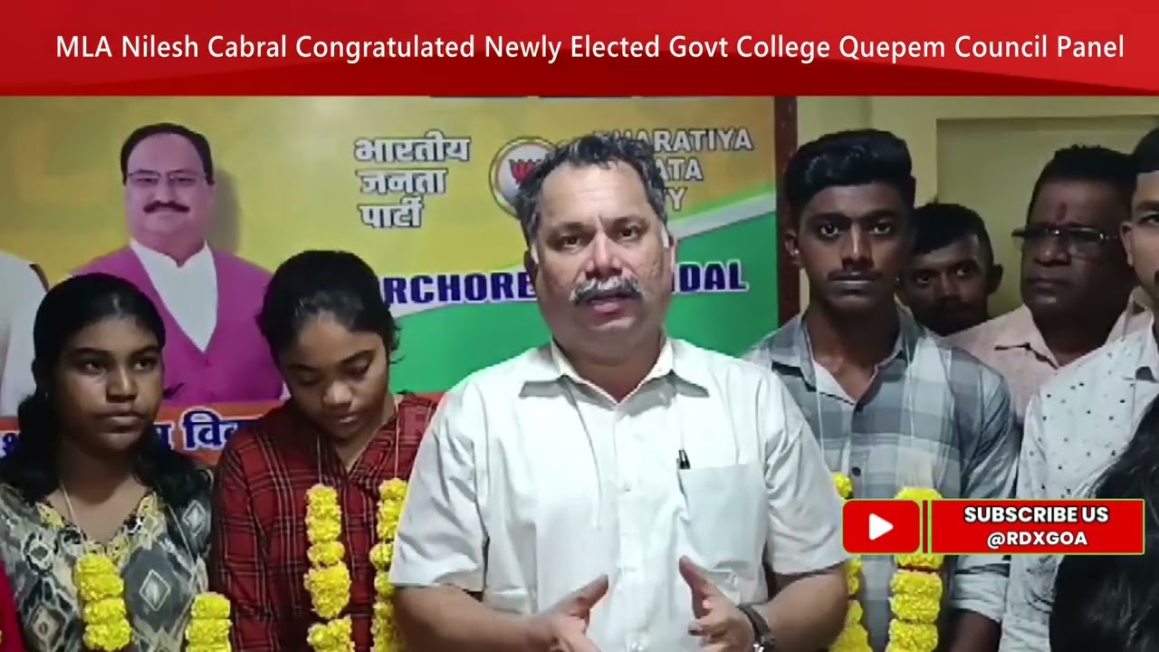 MLA Nilesh Cabral Congratulated Newly Elected Govt College Quepem ...