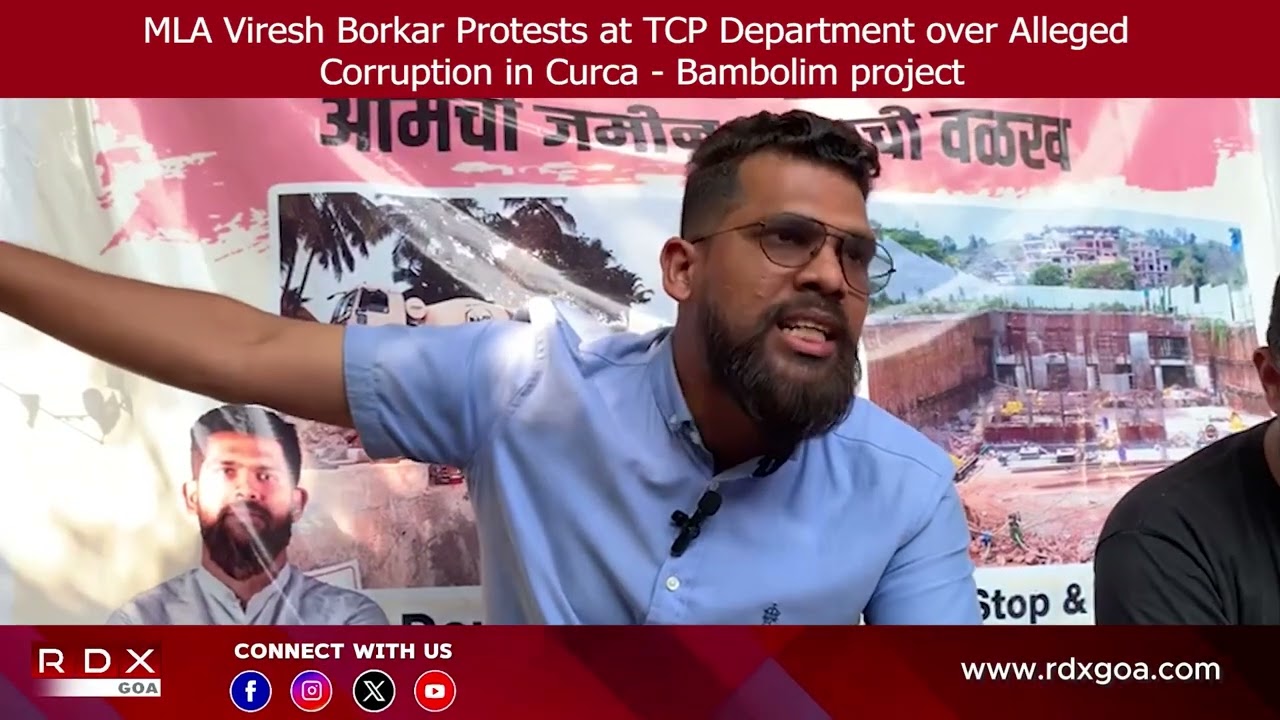 MLA Viresh Borkar Protests at TCP Department over Alleged Corruption in ...