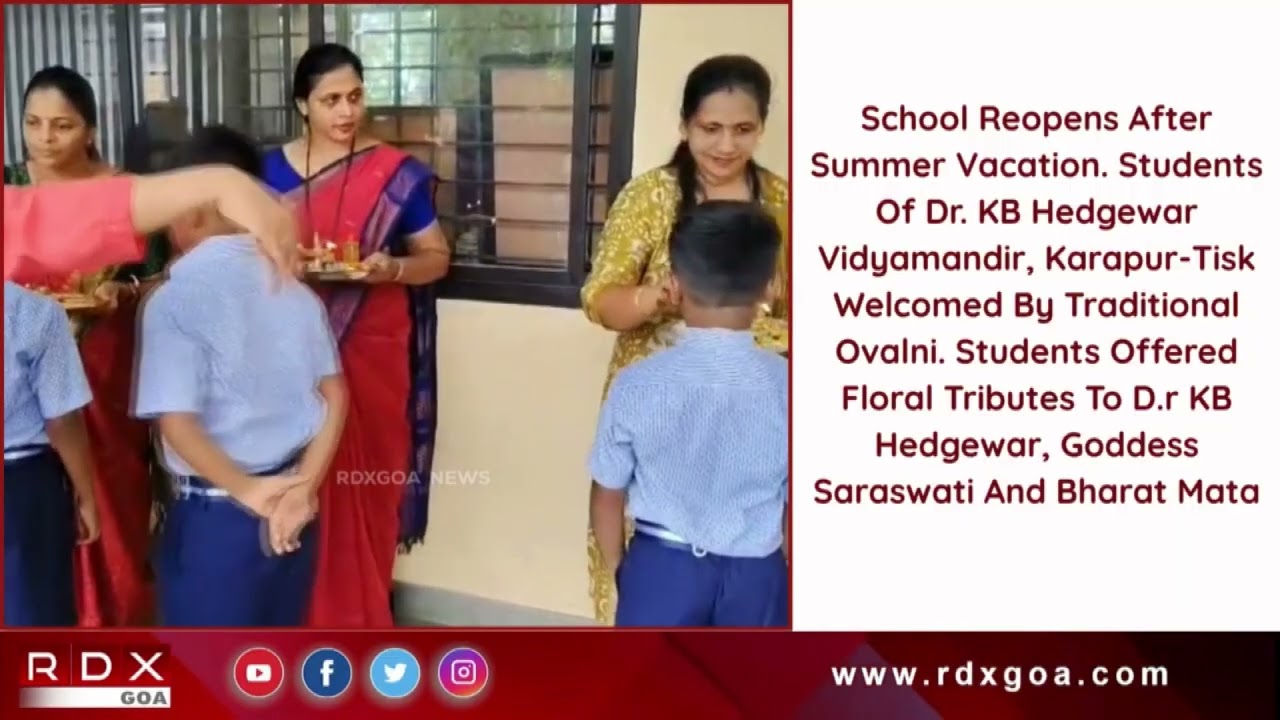 School Reopens:Students Of Dr. KB Hedgewar Vidyamandir, Karapur-Tisk Welcomed By Traditional ...